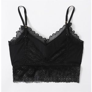 Intimates & Sleepwear | Nwt Black Floral Lace Longline Bralette | Poshmark